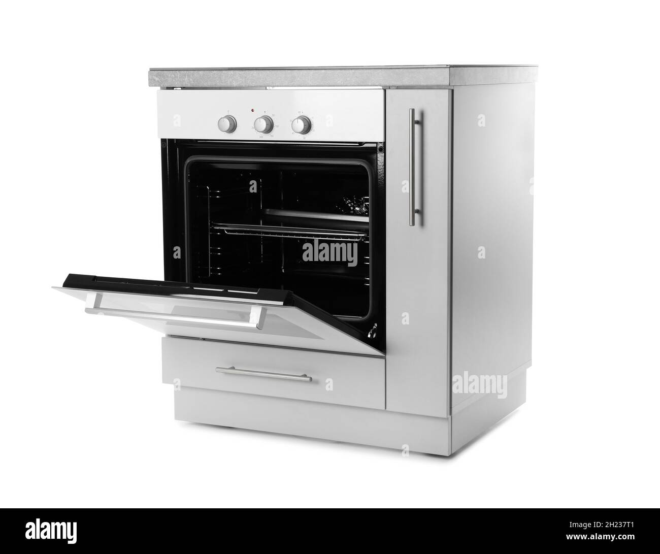 Open modern electric oven on white background. Kitchen appliance Stock ...