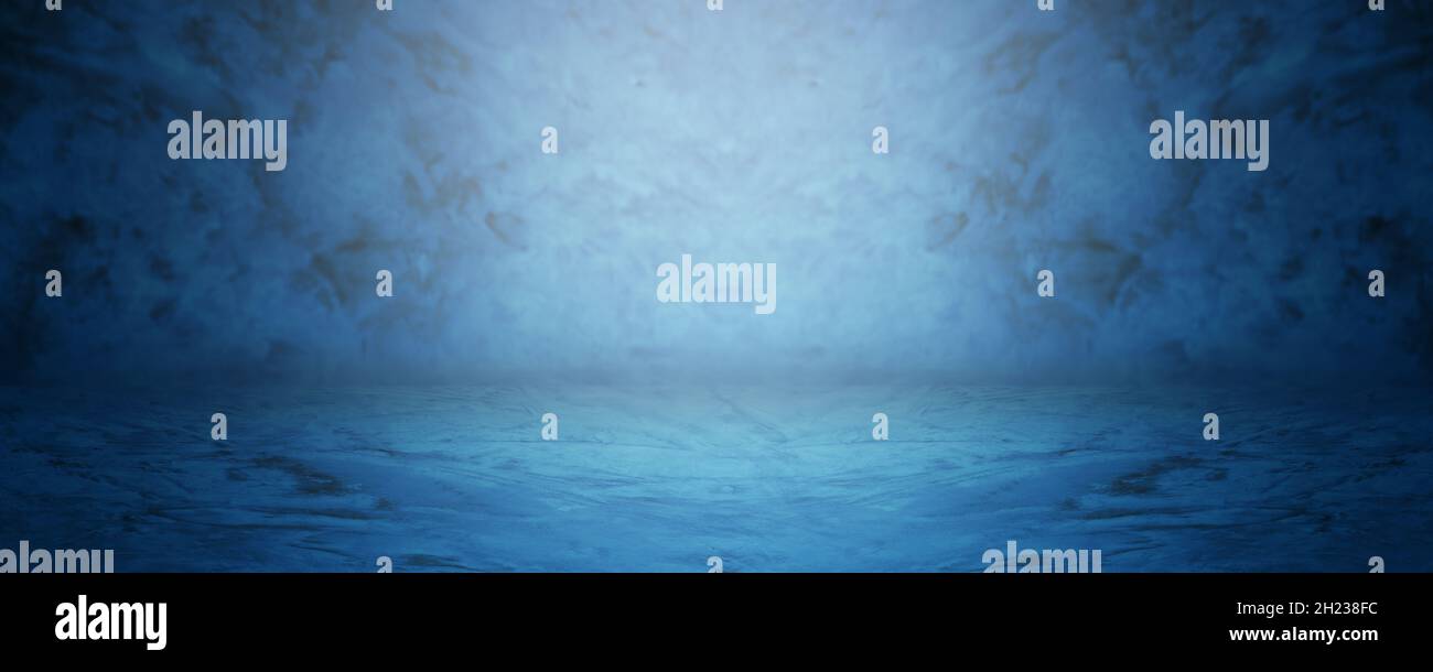 dark blue showroom and empty studio for present products Stock Photo ...