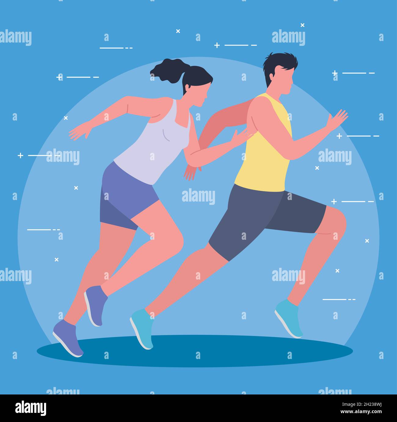 athlete couple in marathon Stock Vector Image & Art - Alamy