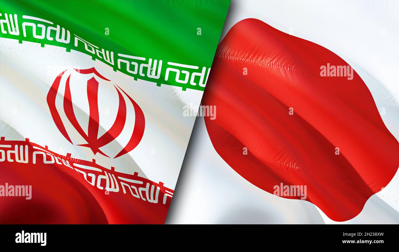 Iran and Japan flags. 3D Waving flag design. Japan Iran flag, picture ...