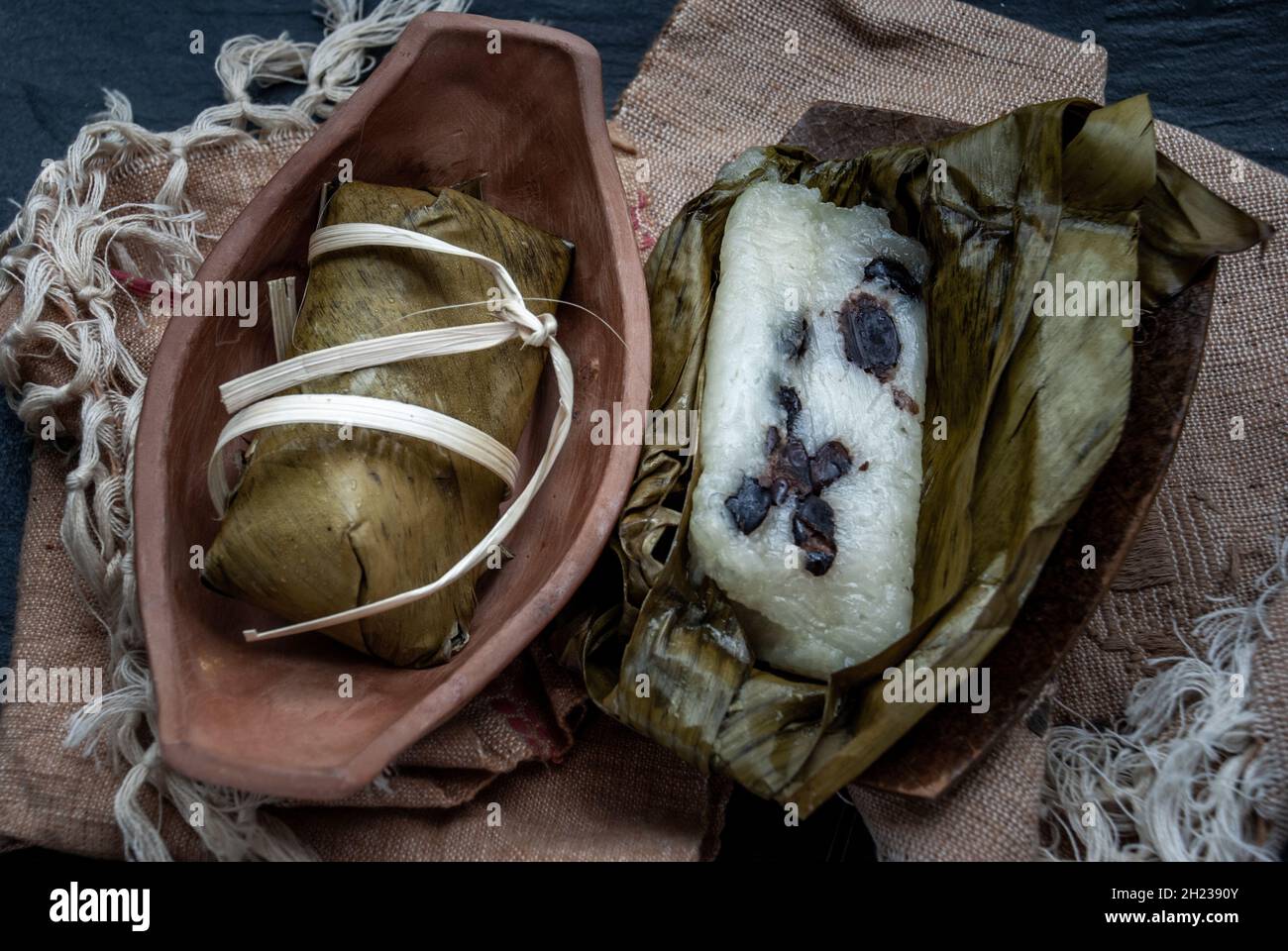 Khao tom mat, a Laotian and Thai dessert of seasoned steamed sticky ...