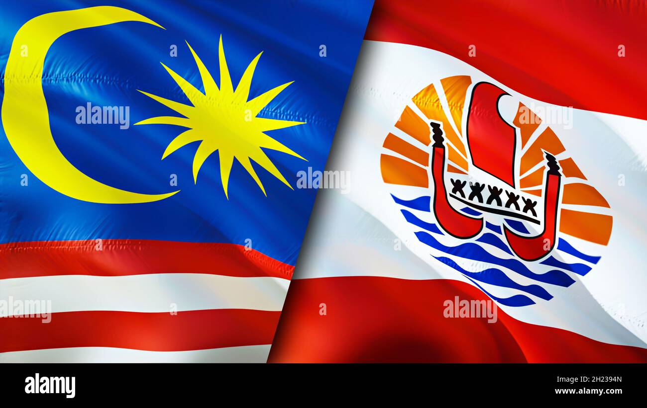 Malaysia and French Polynesia flags. 3D Waving flag design. Malaysia ...