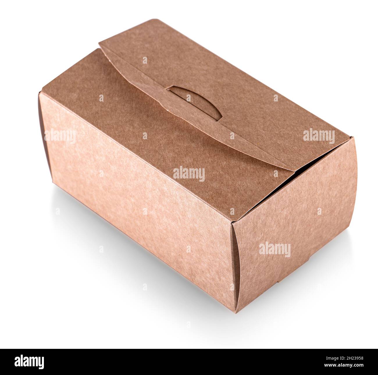 Brown closed paper food box isolated on white background with clipping ...