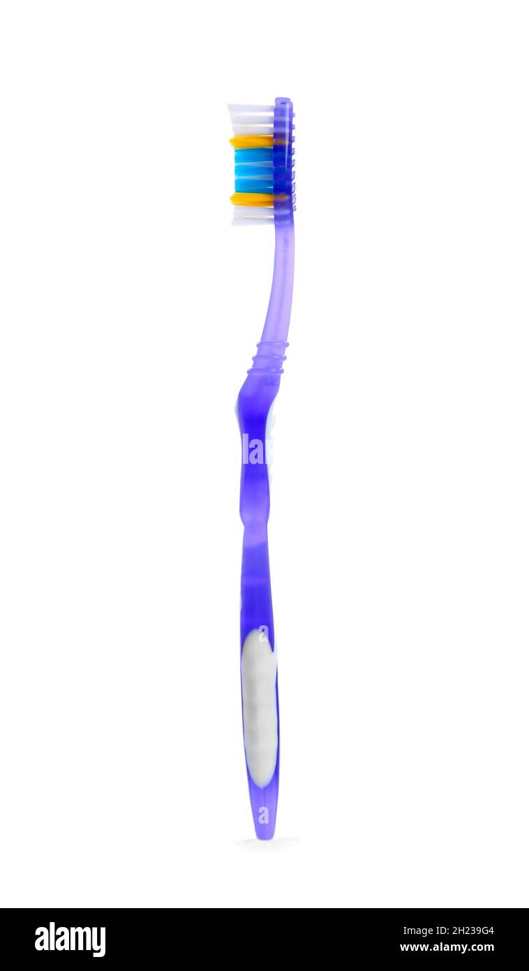 Color toothbrush on white background. Dental care Stock Photo - Alamy