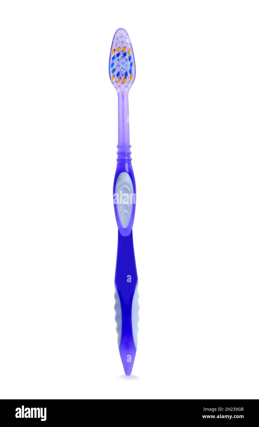 Color toothbrush on white background. Dental care Stock Photo - Alamy