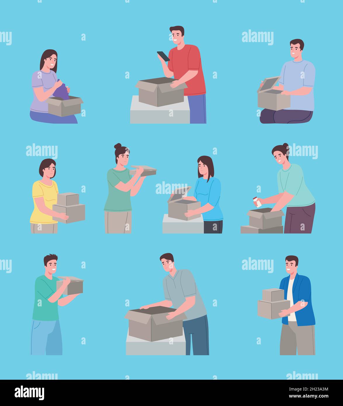 people opening boxes Stock Vector Image & Art - Alamy