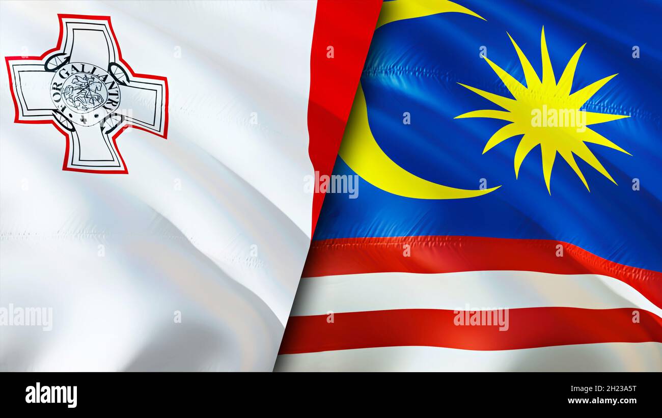 Malta And Malaysia Flags 3d Waving Flag Design Malaysia Malta Flag Picture Wallpaper Malta