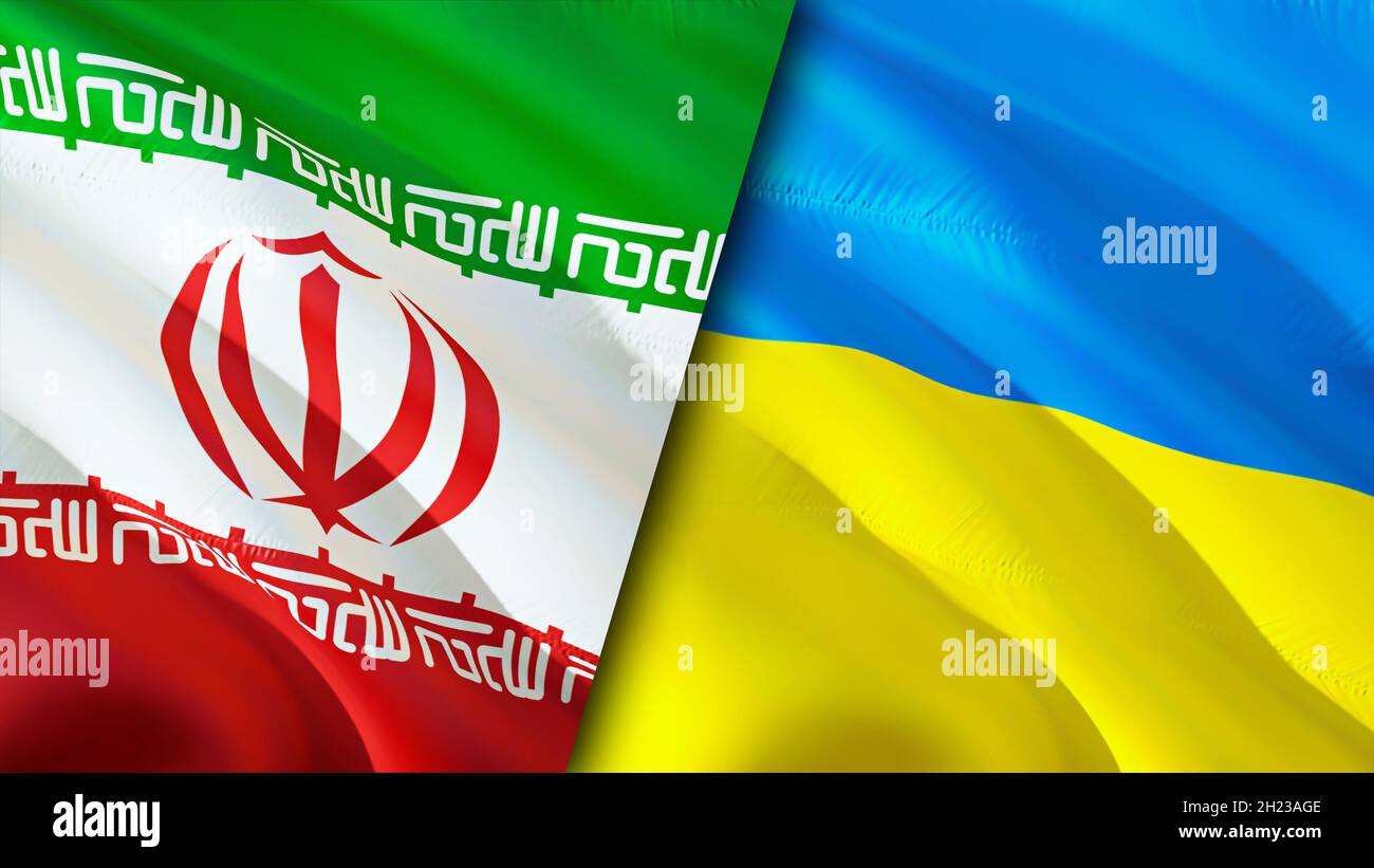 Iran and Ukraine flags. 3D Waving flag design. Ukraine Iran flag ...