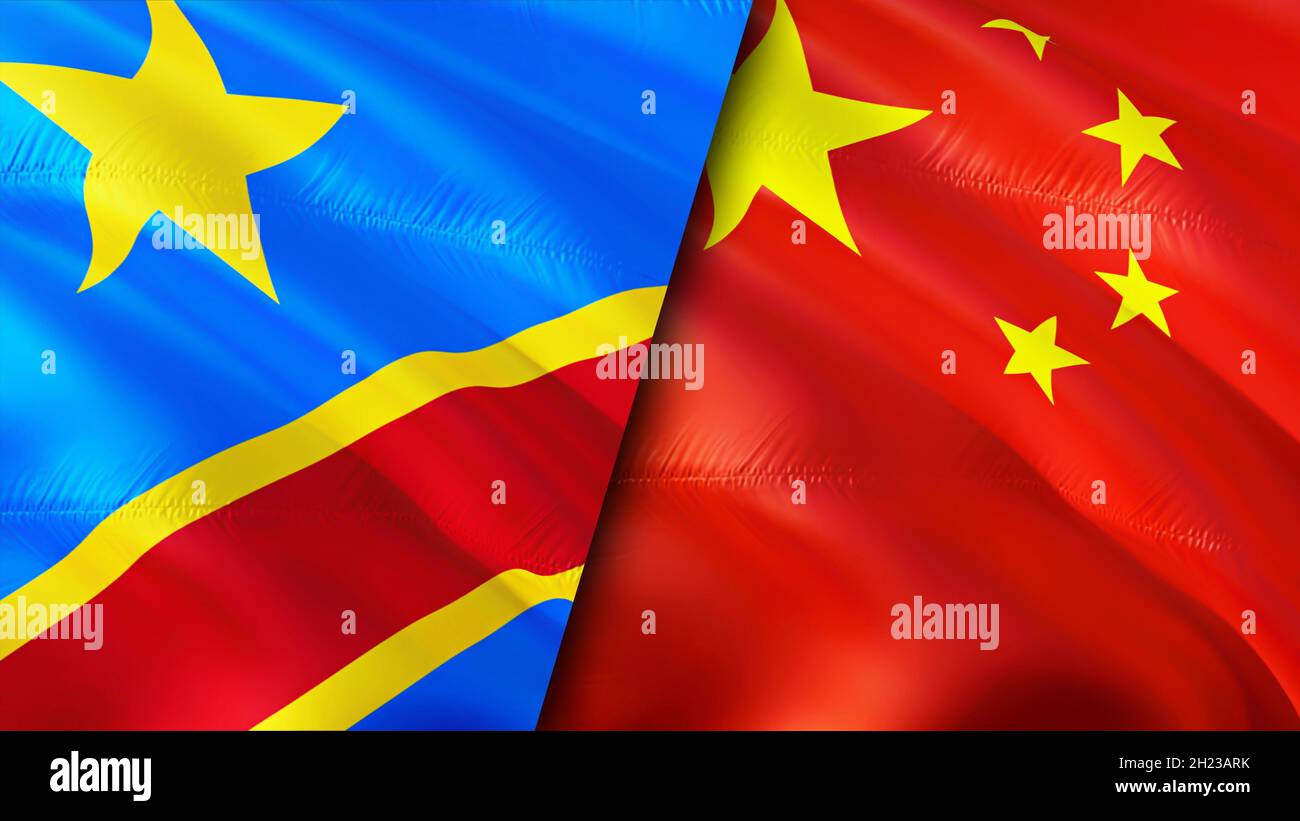 DR Congo and China flags. 3D Waving flag design. China DR Congo flag ...