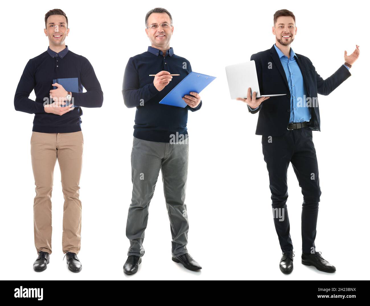 Set with different teachers on white background Stock Photo - Alamy
