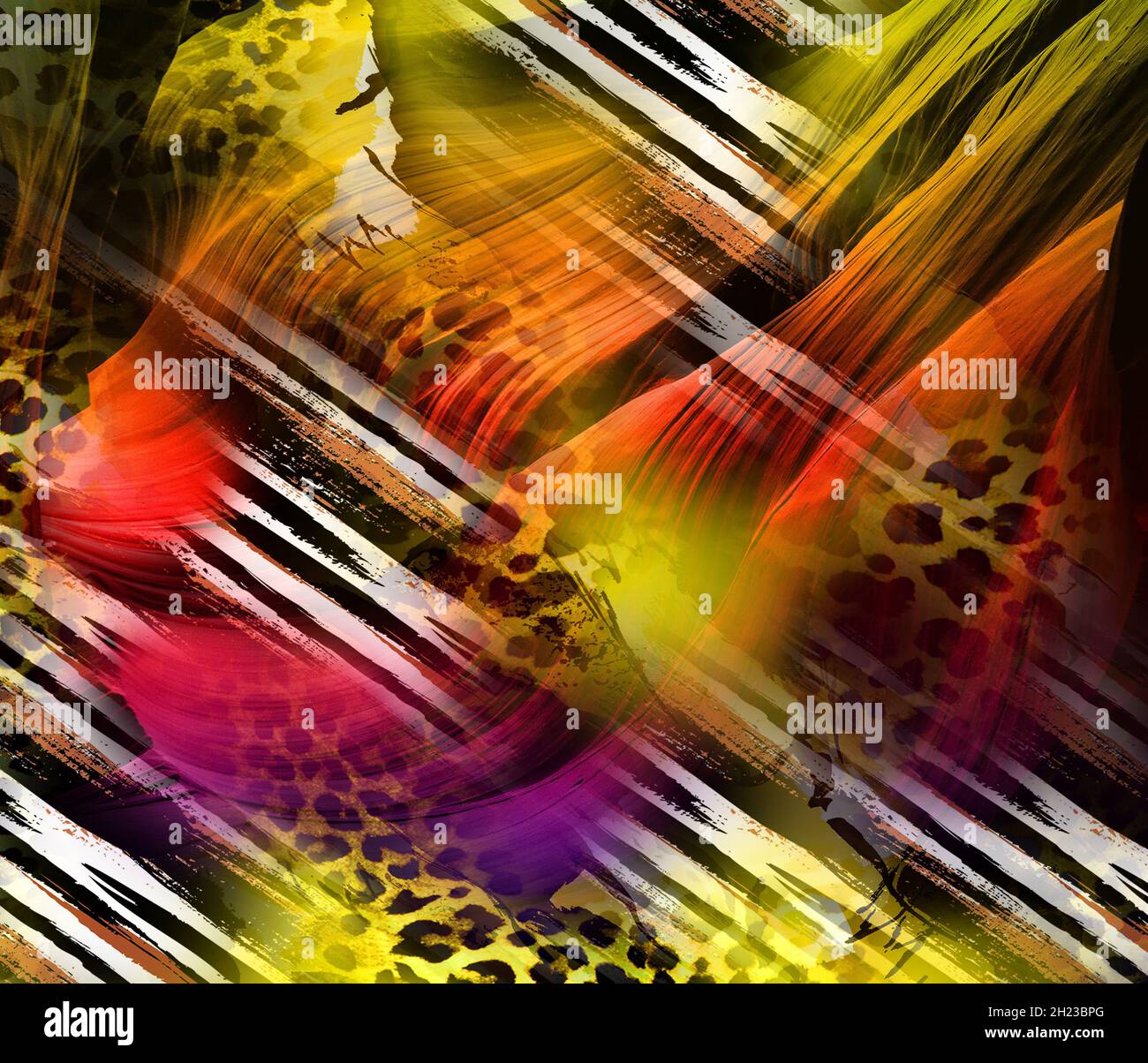 digital painted abstract design, colorful texture, fabric print pattern ...
