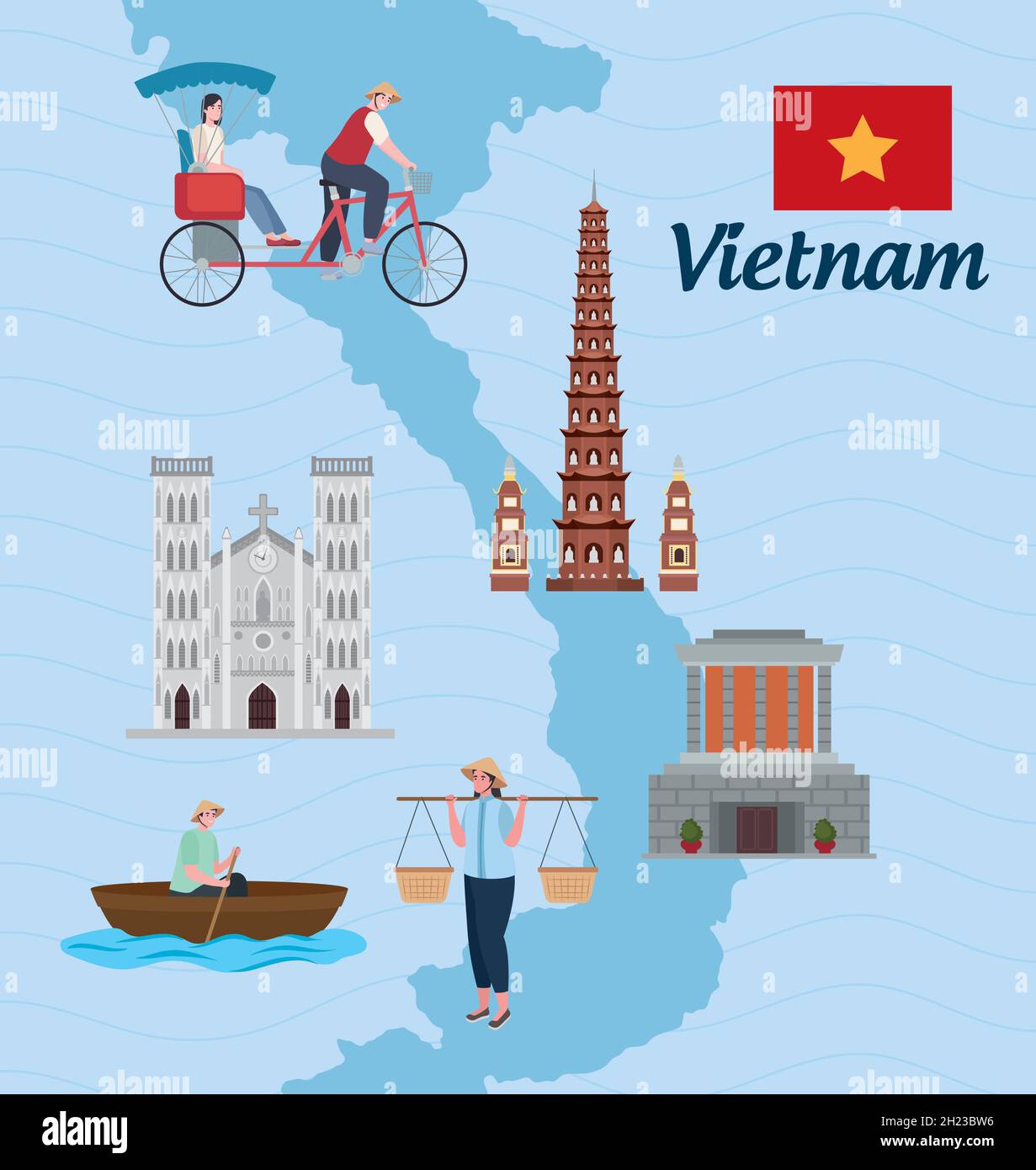 vietnam landmark and people Stock Vector Image & Art - Alamy