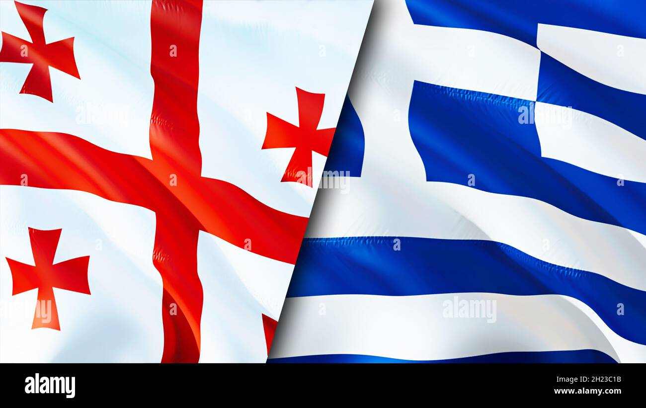 Georgia and Greece flags. 3D Waving flag design. Georgia Greece flag ...