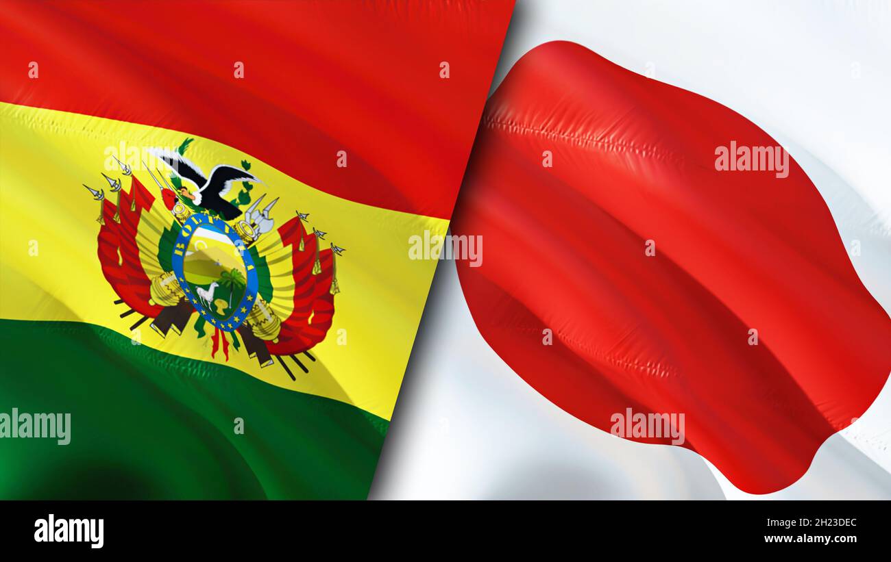 Bolivia and Japan flags. 3D Waving flag design. Japan Bolivia flag ...