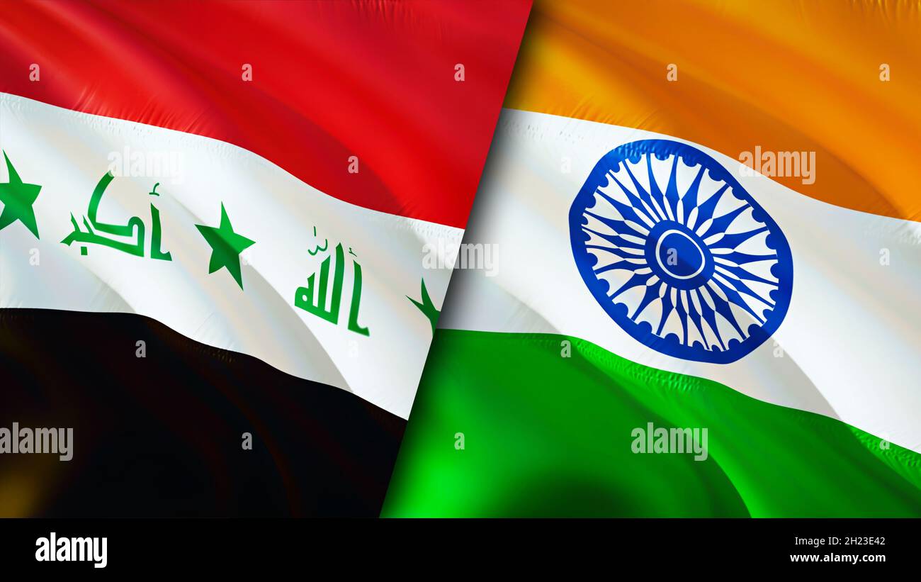 Iraq and India flags. 3D Waving flag design. India Iraq flag, picture ...