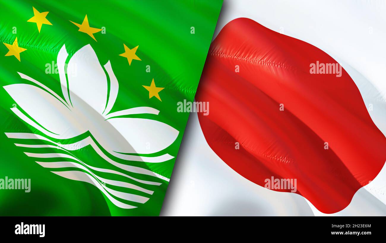 Macau and Japan flags. 3D Waving flag design. Macau Japan flag, picture ...