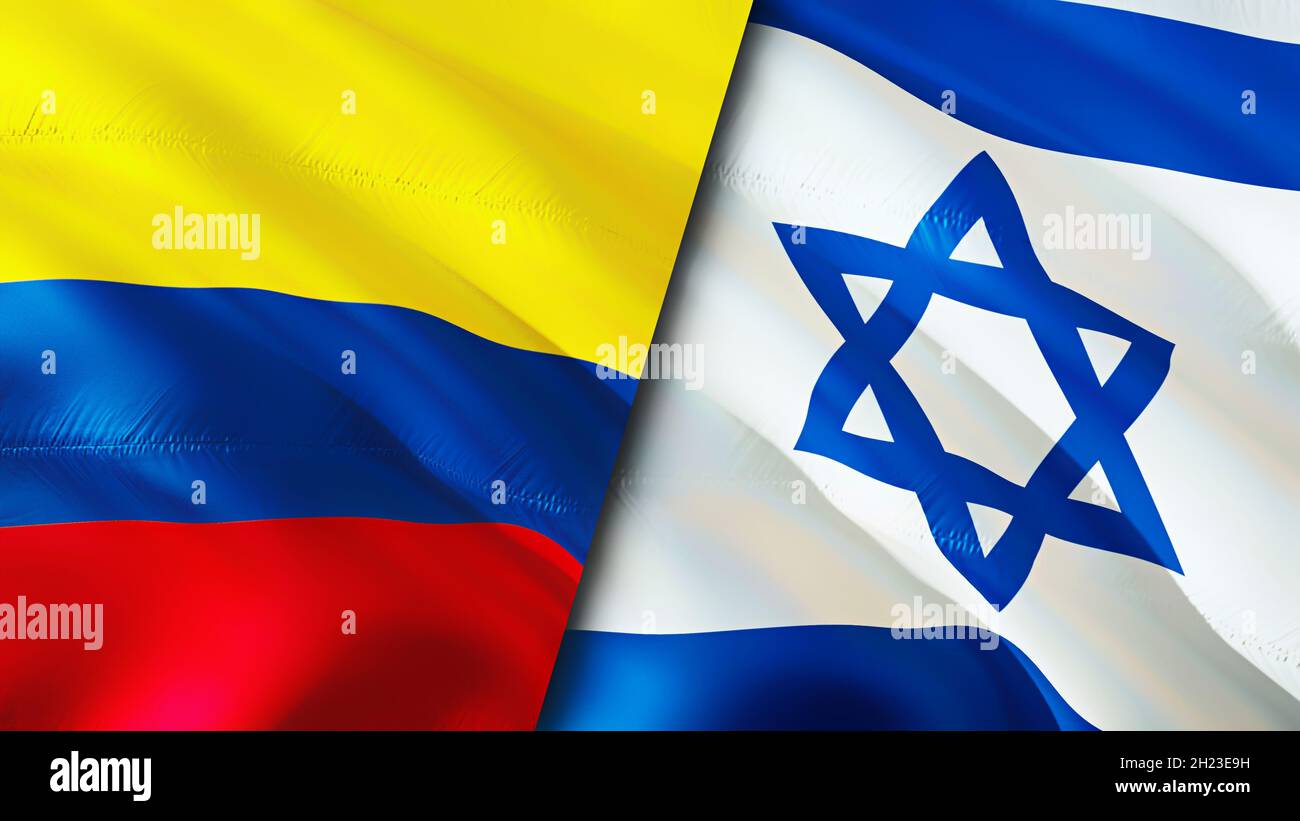 Colombia and Israel flags. 3D Waving flag design. Colombia Israel flag ...