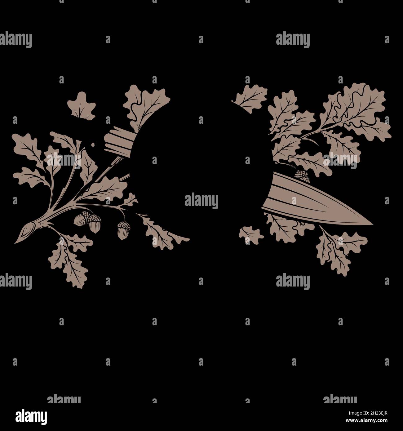 Viking, Scandinavian design. Viking shield, warrior sword and oak ...