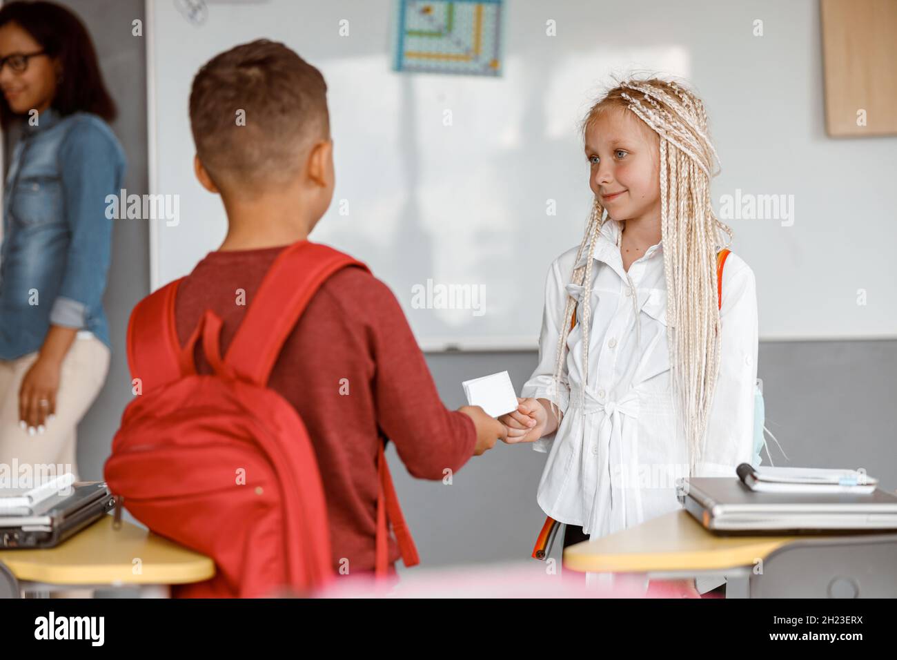 Woman boy note school hi-res stock photography and images - Alamy