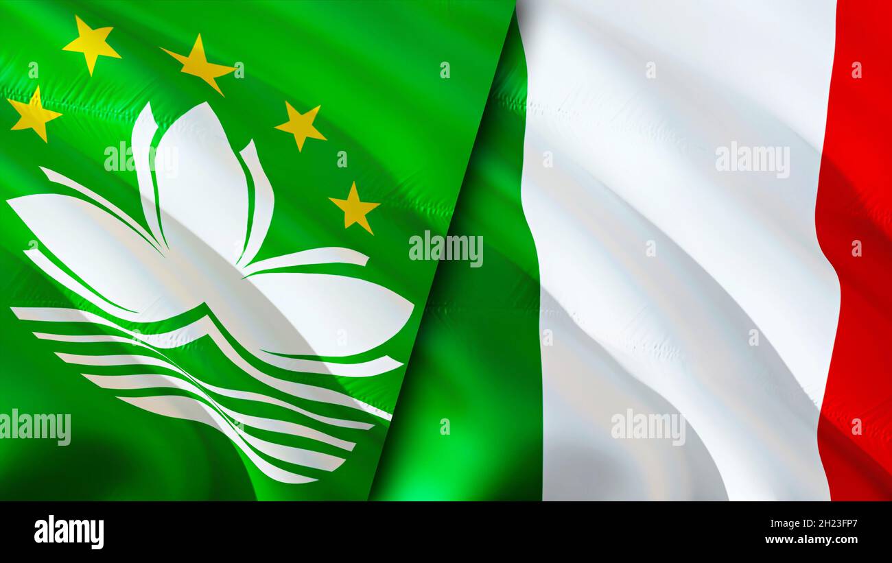 Macau and Italy flags. 3D Waving flag design. Macau Italy flag, picture ...