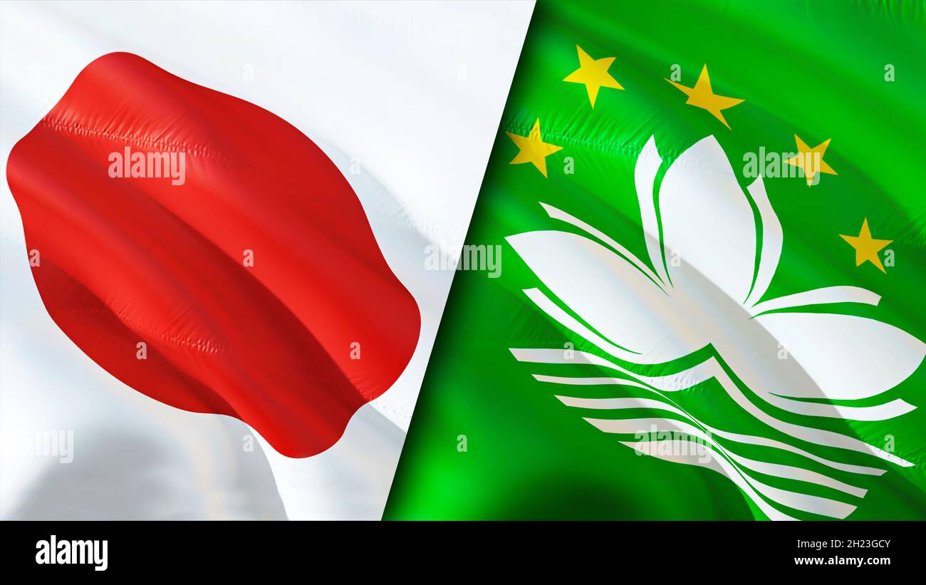 Japan and Macau flags. 3D Waving flag design. Japan Macau flag, picture ...