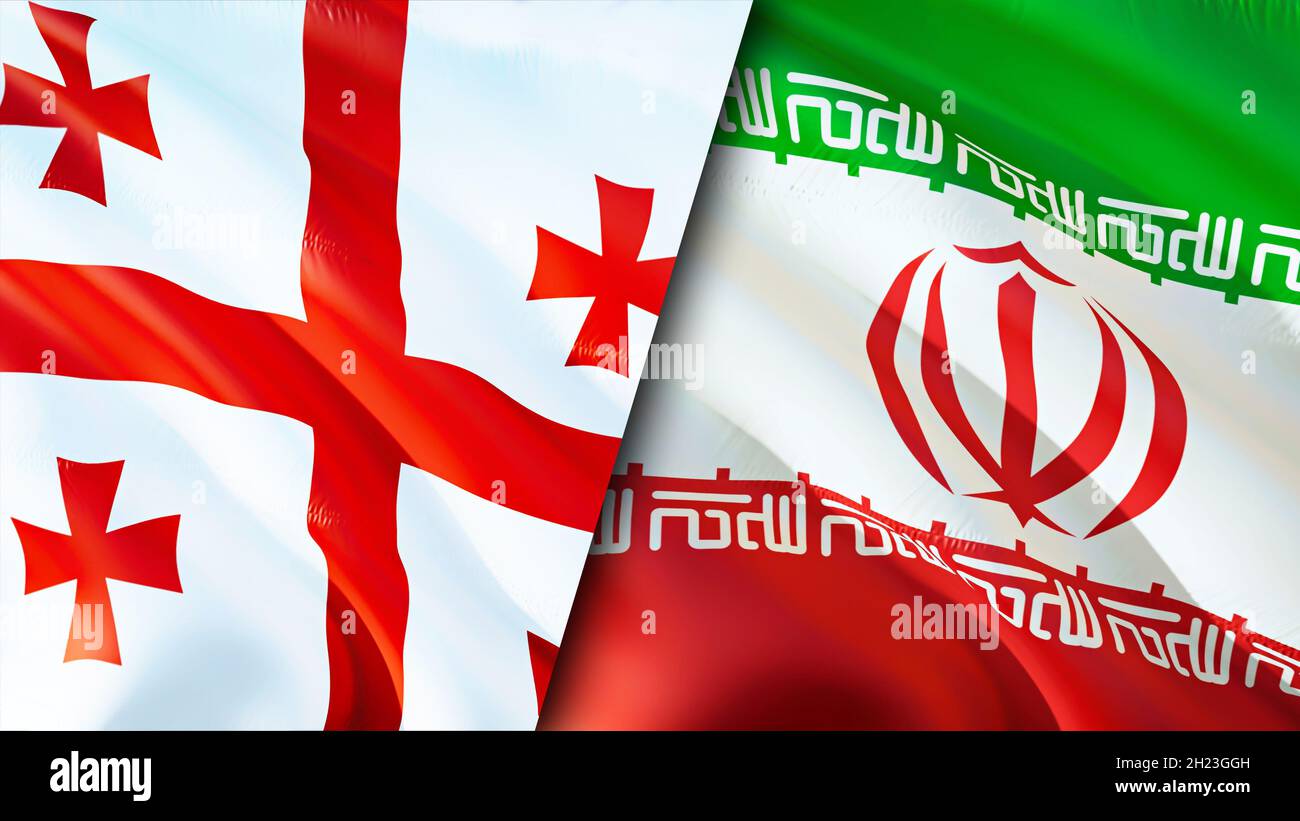 Georgia and Iran flags. 3D Waving flag design. Georgia Iran flag ...