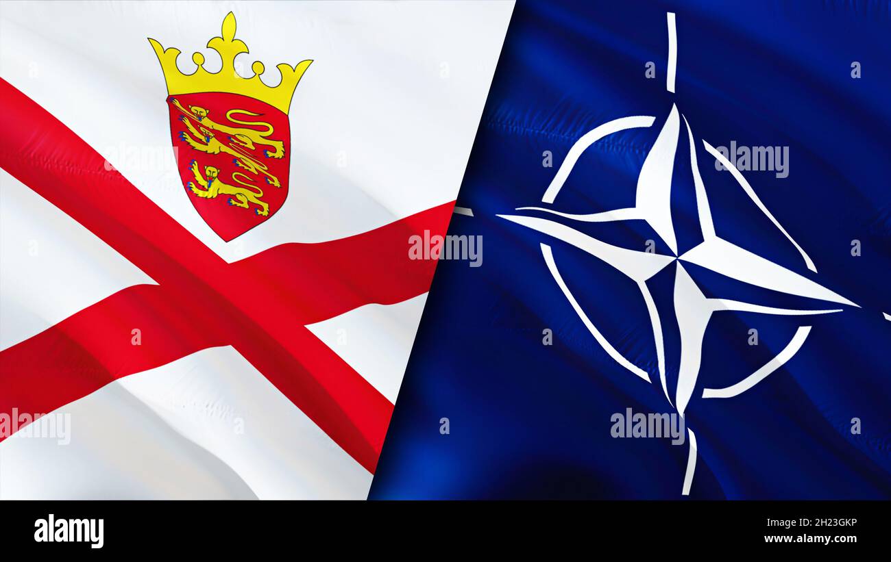 Jersey and NATO flags. 3D Waving flag design. NATO Jersey flag, picture ...