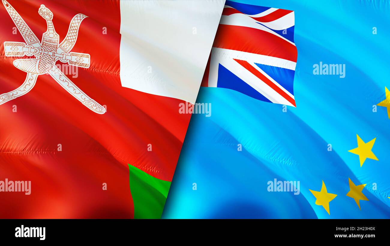Oman and Tuvalu flags. 3D Waving flag design. Tuvalu Oman flag, picture ...
