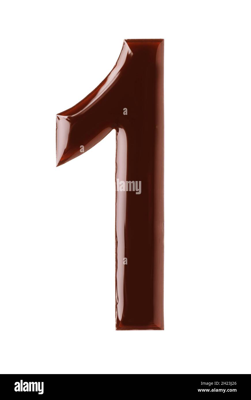 Chocolate number 1 on white background, top view Stock Photo - Alamy