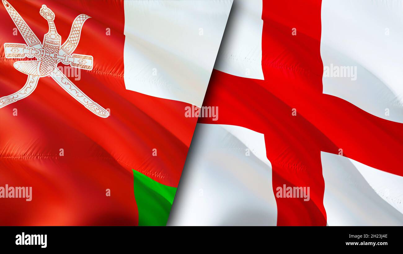 Oman and England flags. 3D Waving flag design. England Oman flag ...
