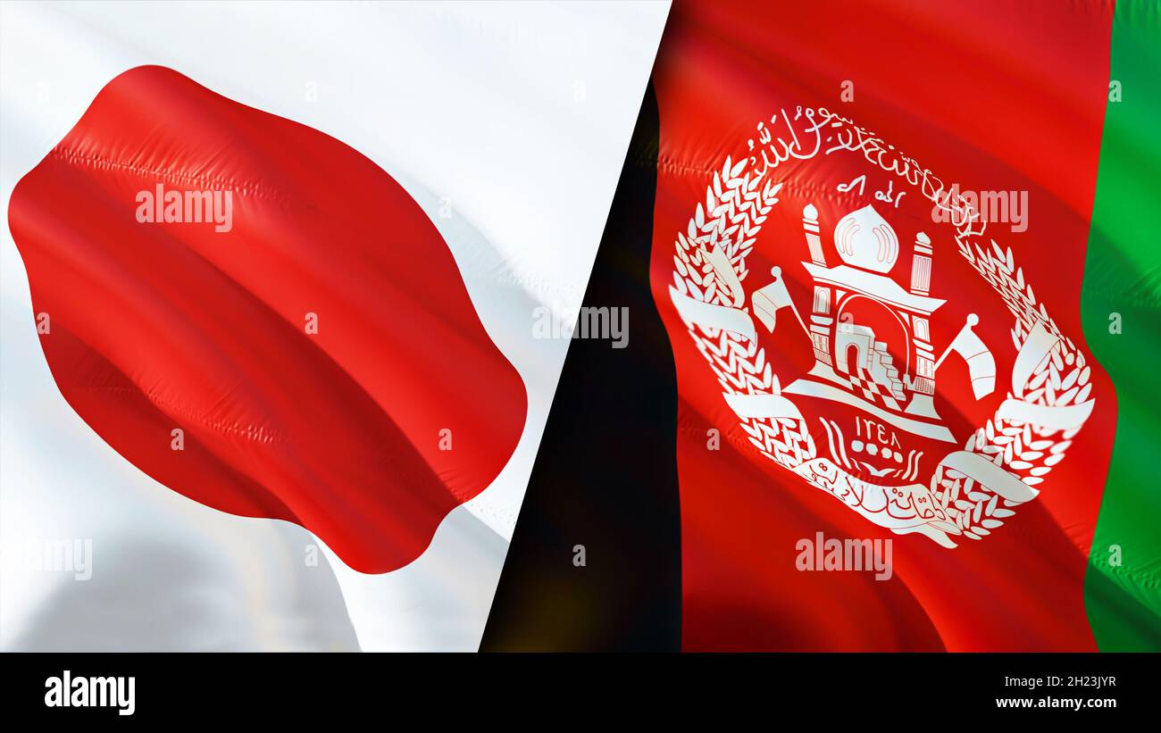 Japan and Afghanistan flags. 3D Waving flag design. Japan Afghanistan ...