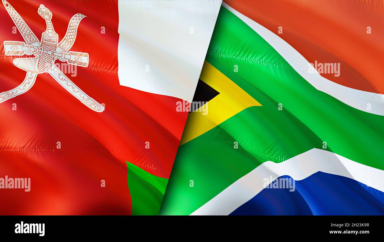 Oman and South Africa flags. 3D Waving flag design. South Africa Oman ...