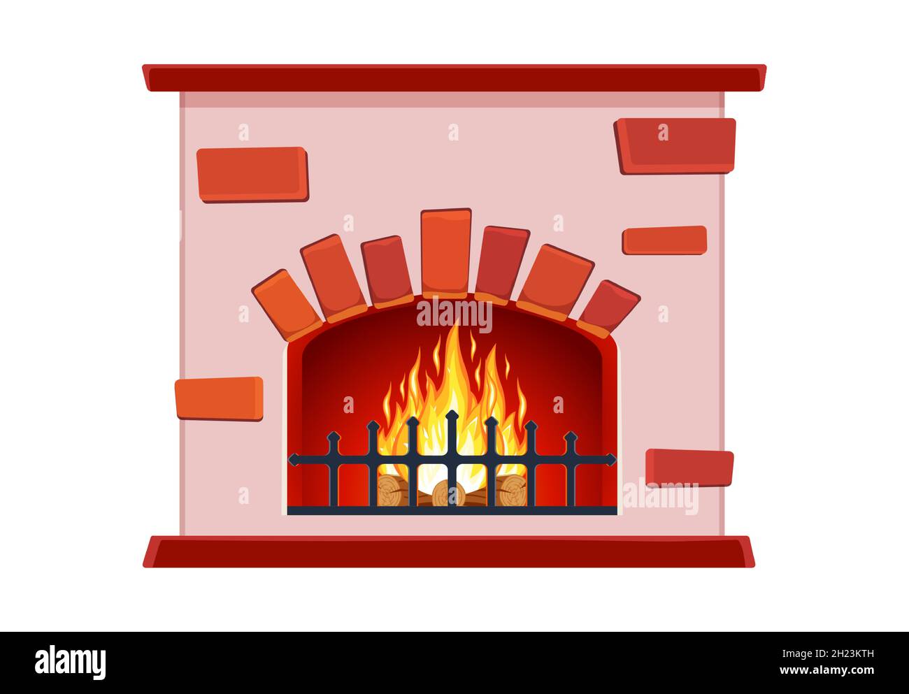 Winter interior bonfire Stock Vector Image & Art - Alamy