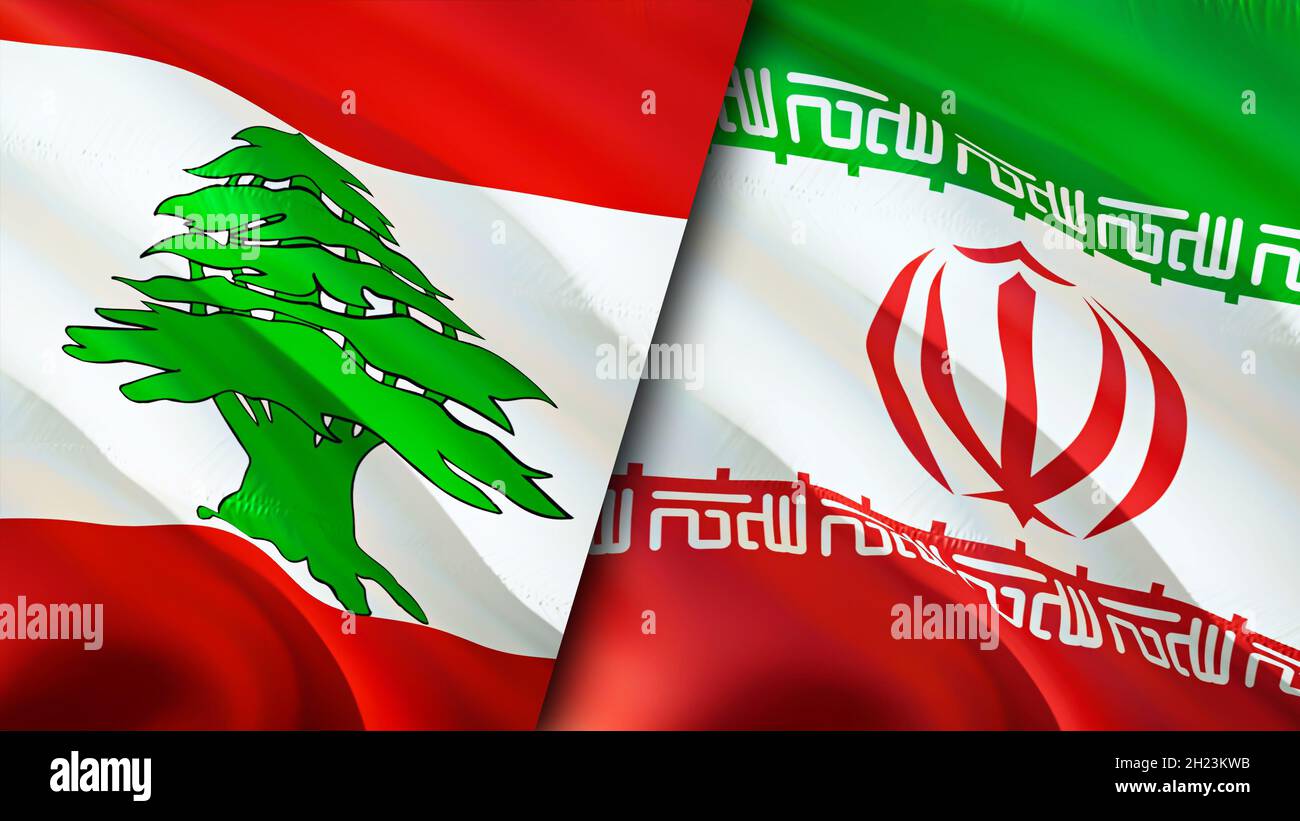 Lebanon and Iran flags. 3D Waving flag design. Lebanon Iran flag ...