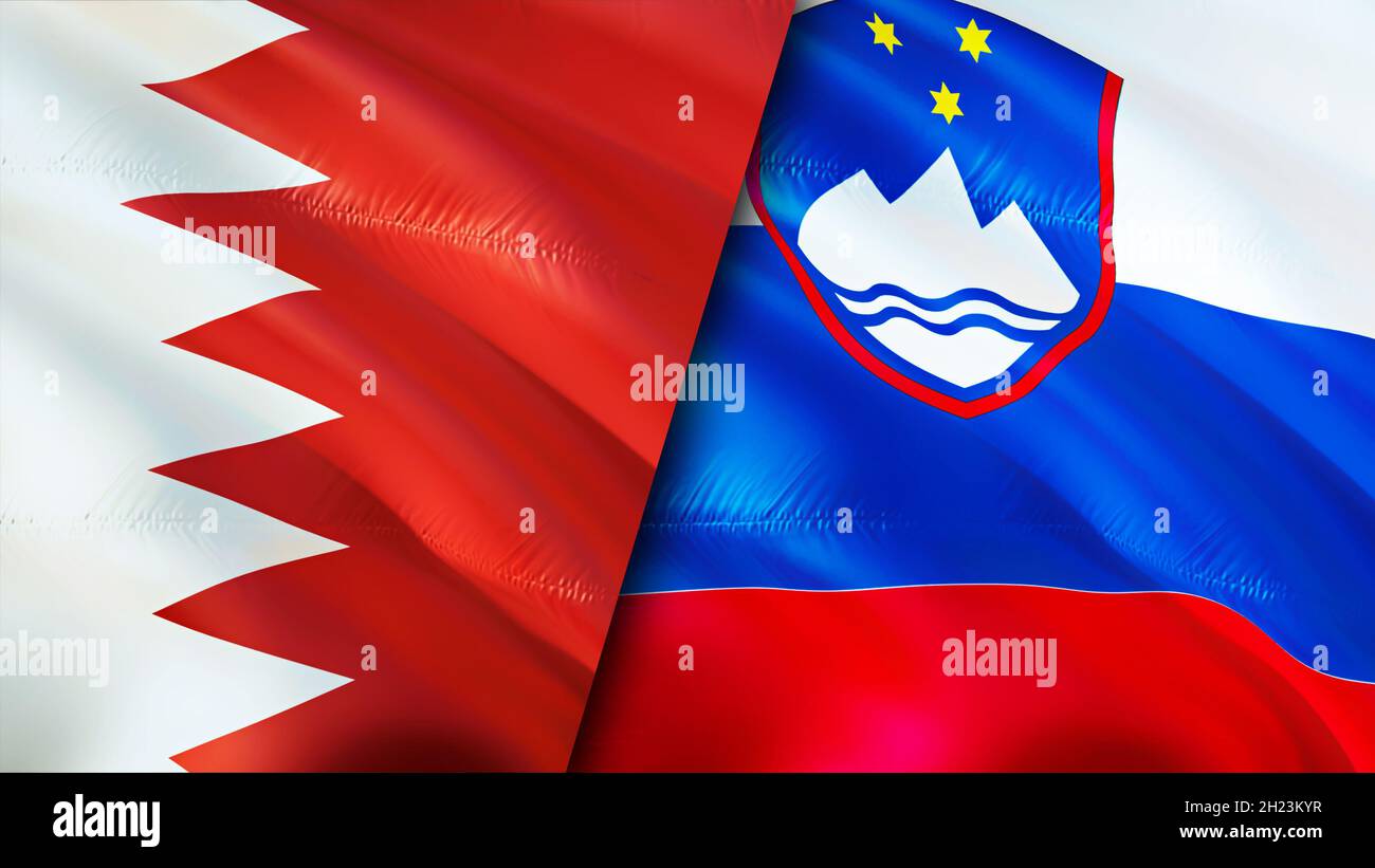 Bahrain and Slovenia flags. 3D Waving flag design. Slovenia Bahrain ...