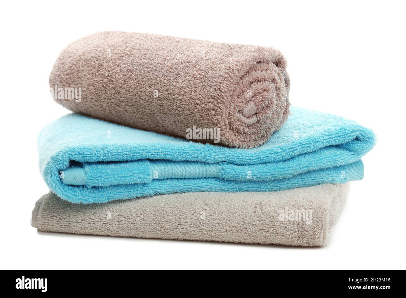 Clean soft towels on white background Stock Photo - Alamy