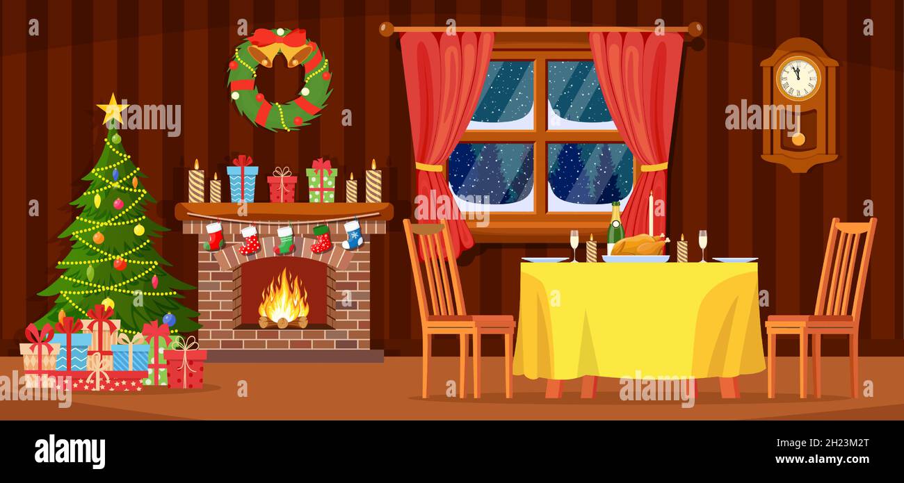 Christmas background interior new Stock Vector Images - Alamy