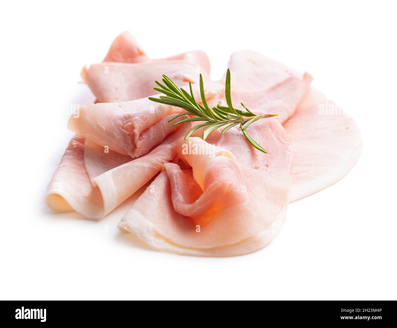 Sliced pork ham isolated on white background Stock Photo - Alamy