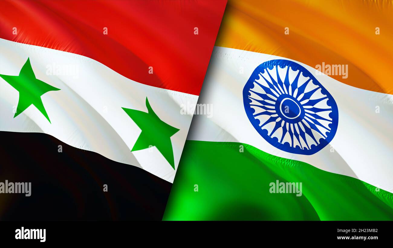 Syria and India flags. 3D Waving flag design. India Syria flag, picture ...