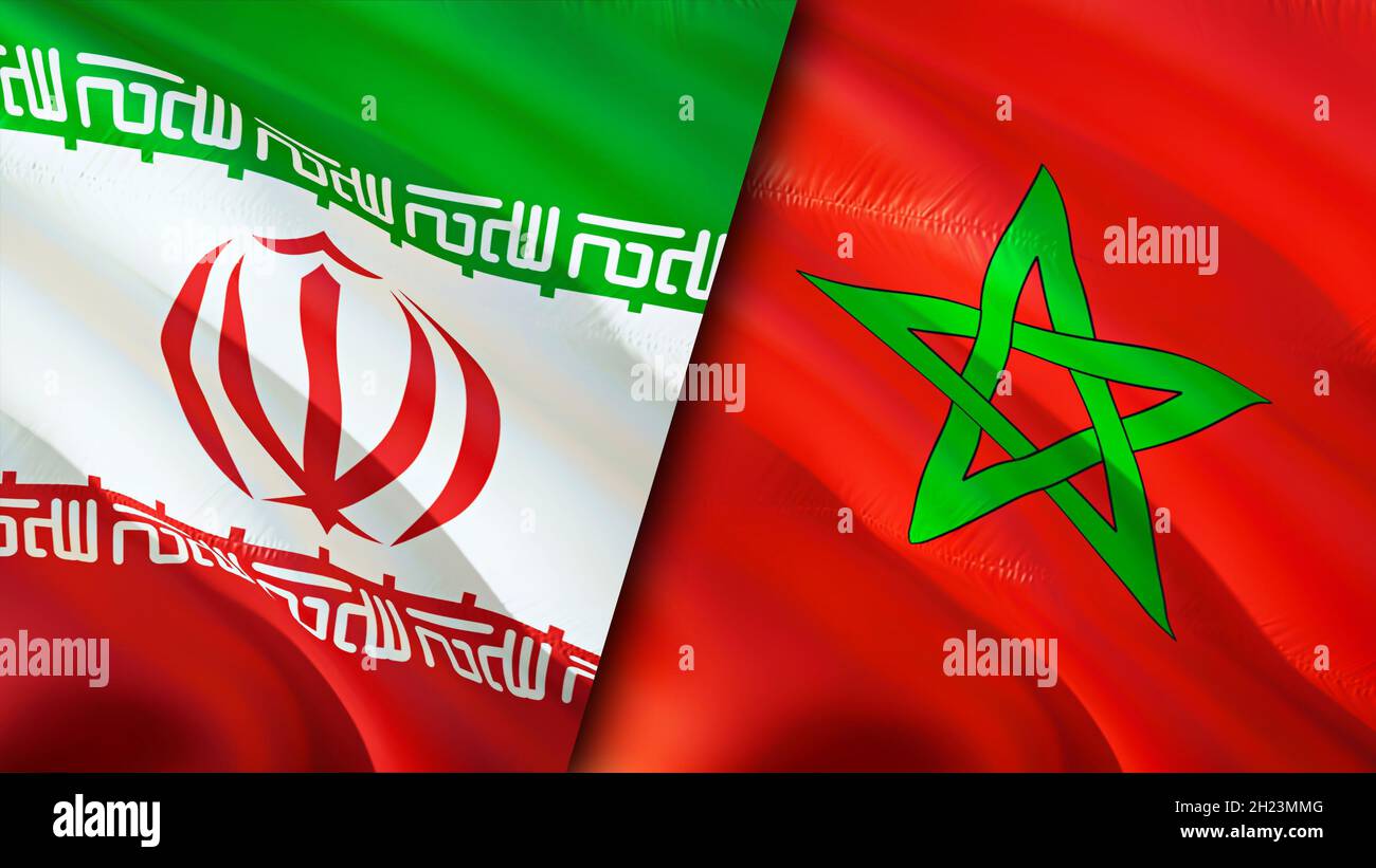 Iran and Morocco flags. 3D Waving flag design. Morocco Iran flag ...