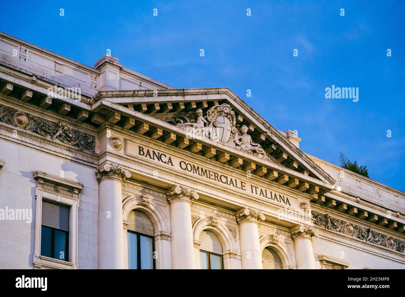 Palace of the Banca Commerciale Italiana in Milan, Italy. This ...