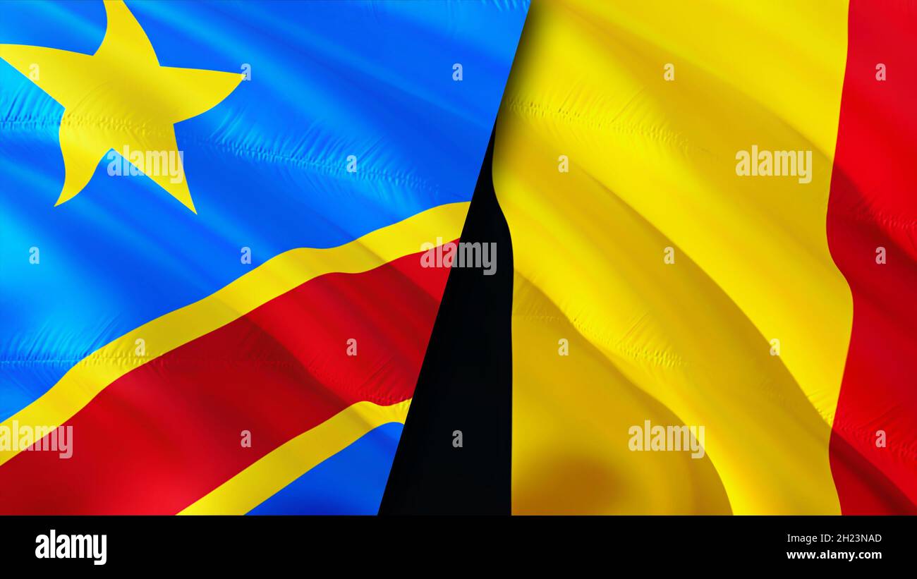 DR Congo and Belgium flags. 3D Waving flag design. Belgium DR Congo ...