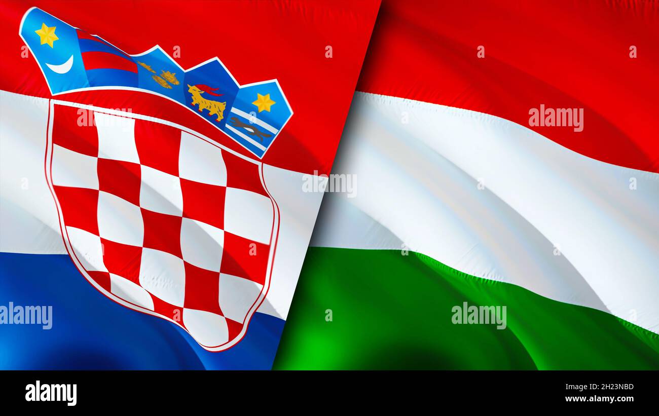 Croatia and Hungary flags. 3D Waving flag design. Hungary Croatia flag ...