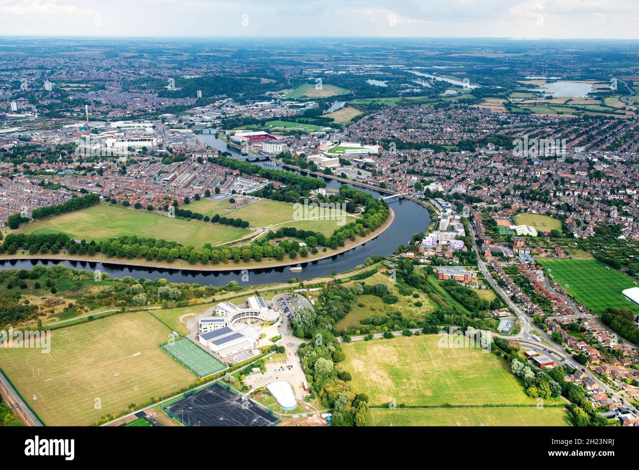 Aerial image of the River Trent in Nottingham, Nottinghamshire England ...