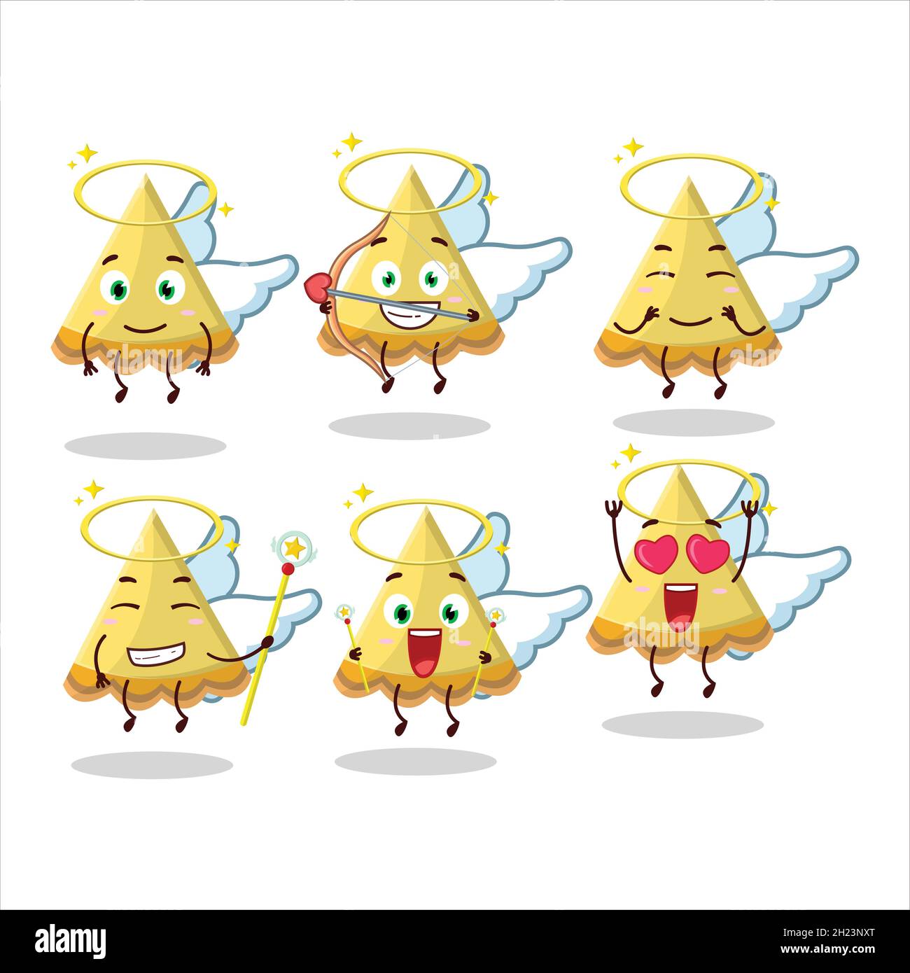 Slice of lemon tart cartoon designs as a cute angel character. Vector ...