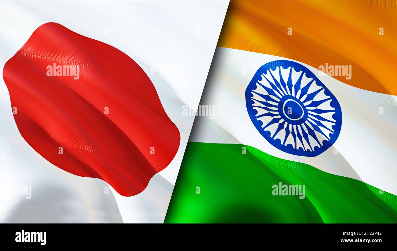 Japan and India flags. 3D Waving flag design. Japan India flag, picture ...