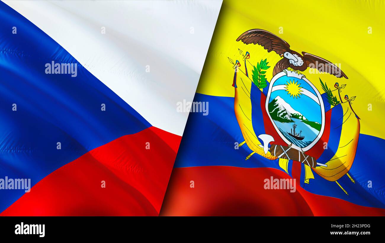 Czech and Ecuador flags. 3D Waving flag design. Ecuador Czechia flag ...