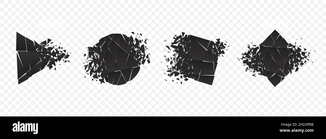 Shape explosion broken and shattered flat style design vector ...