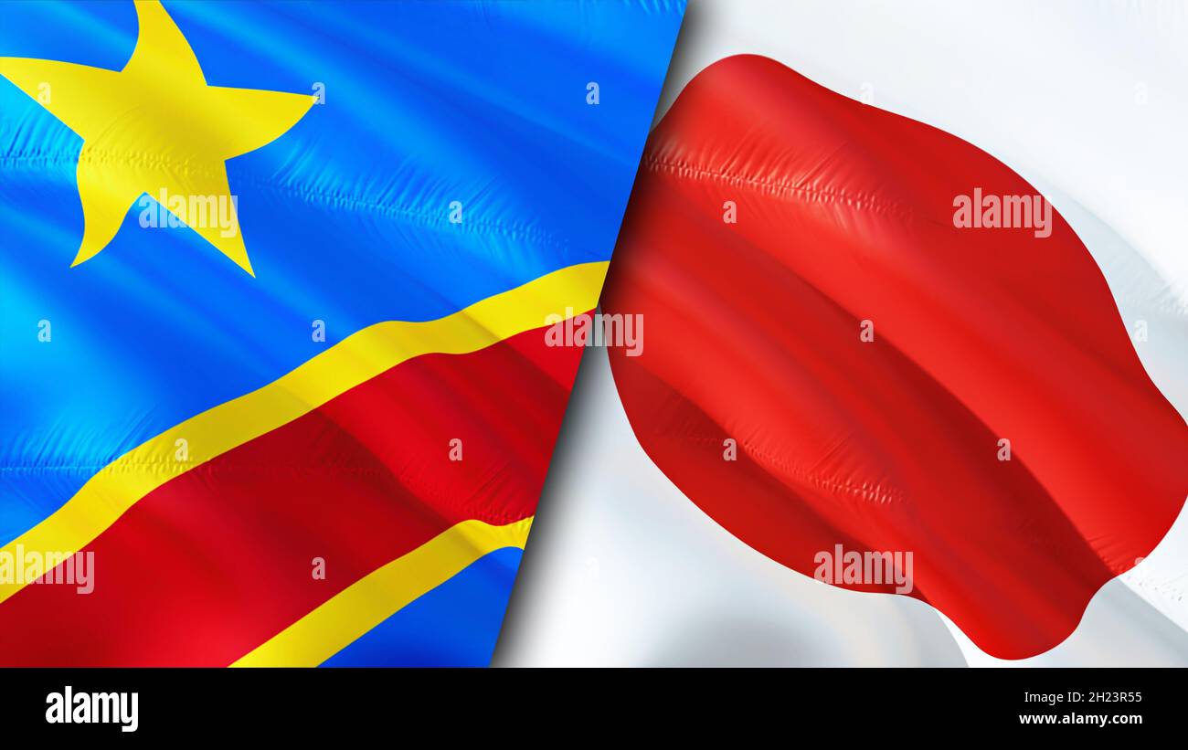 DR Congo and Japan flags. 3D Waving flag design. Japan DR Congo flag ...