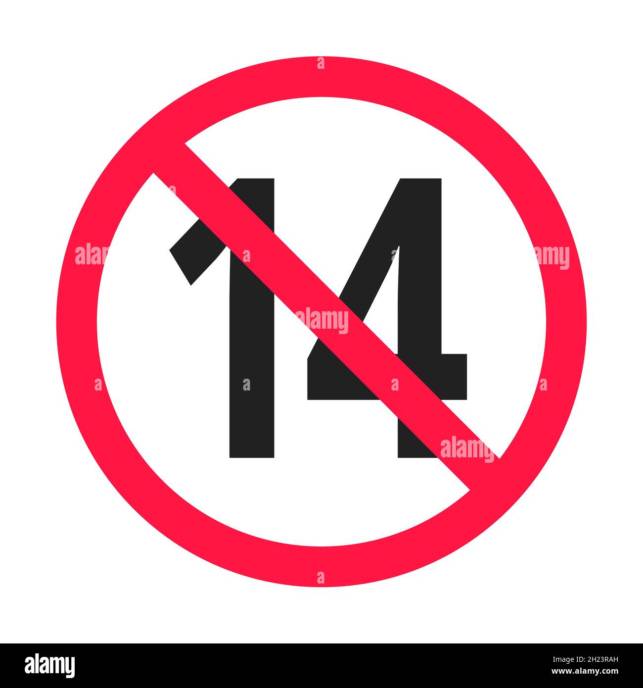 Over 14 years old plus forbidden round icon sign vector illustration ...